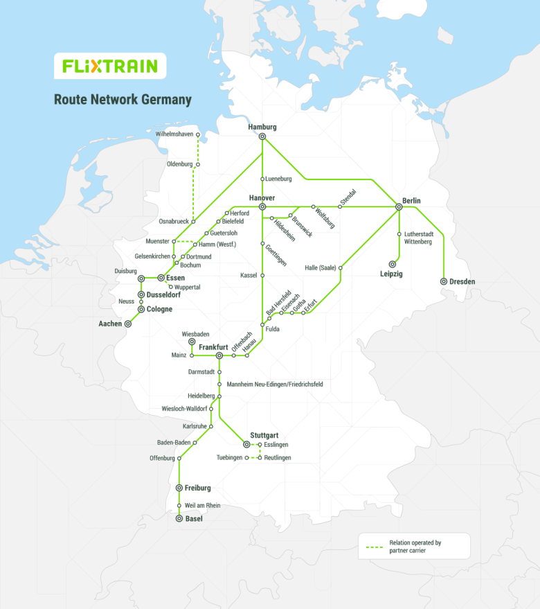 All train routes → FlixTrain